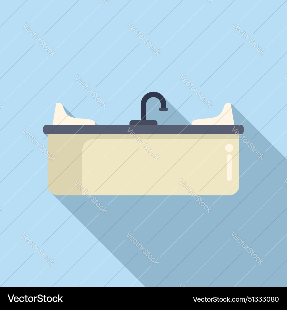Double basin kitchen sink flat design icon Vector Image