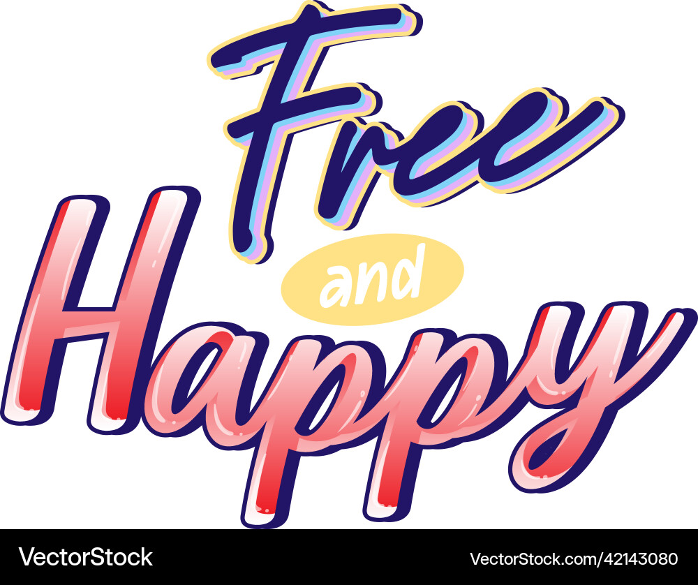 Free and happy typography logo Royalty Free Vector Image
