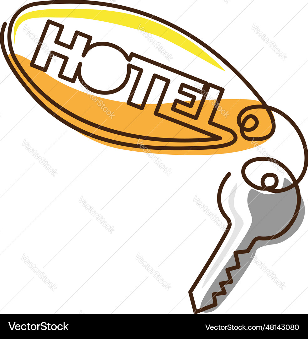 Key for hotel room with keychain continuous one Vector Image