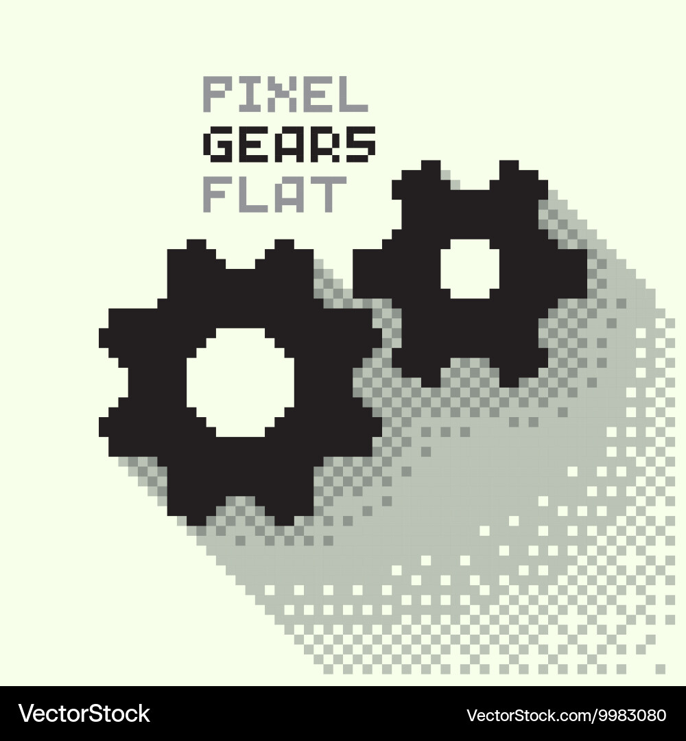 Pixel gears Royalty Free Vector Image - VectorStock