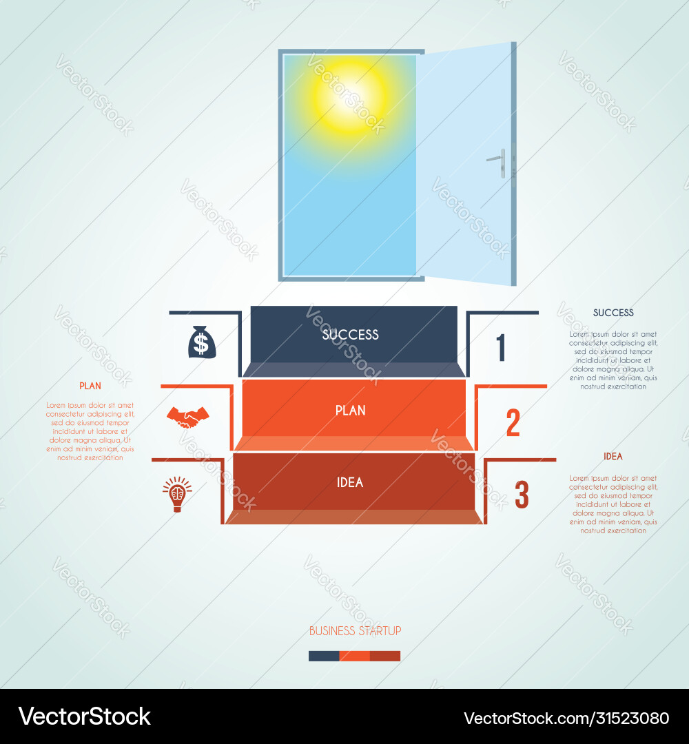 Template infographics steps staircase to open Vector Image