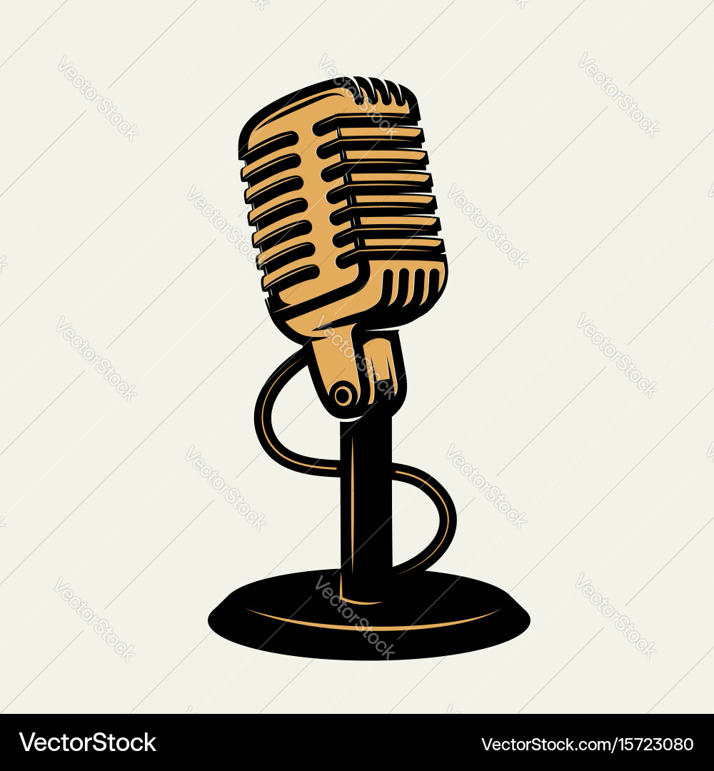 Vintage microphone icon isolated on white Vector Image