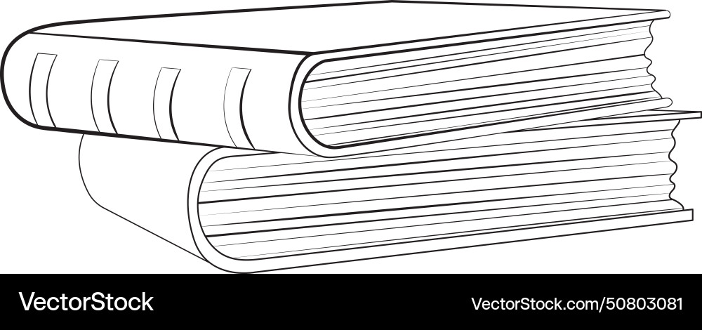Black and white drawing of a closed book stack Vector Image