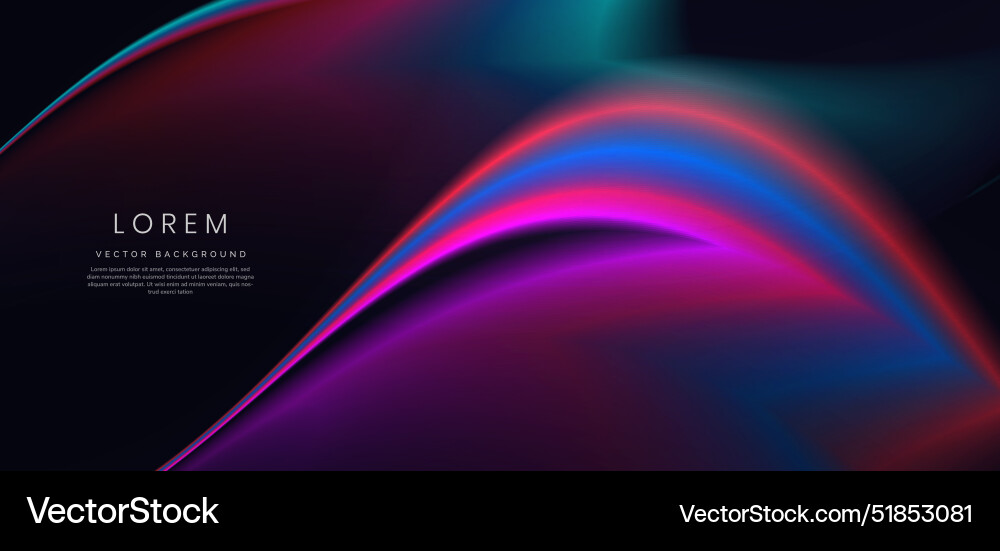 Colorful gradient wave and light on black Vector Image
