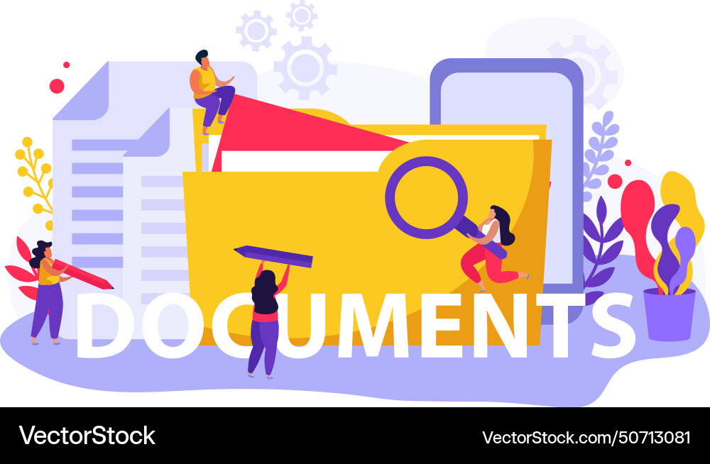 Documents flat text composition Royalty Free Vector Image