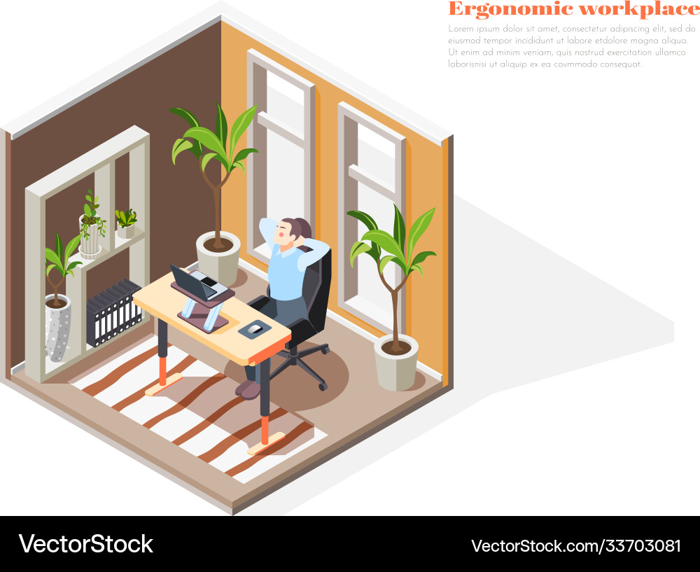 Ergonomic workplace composition Royalty Free Vector Image
