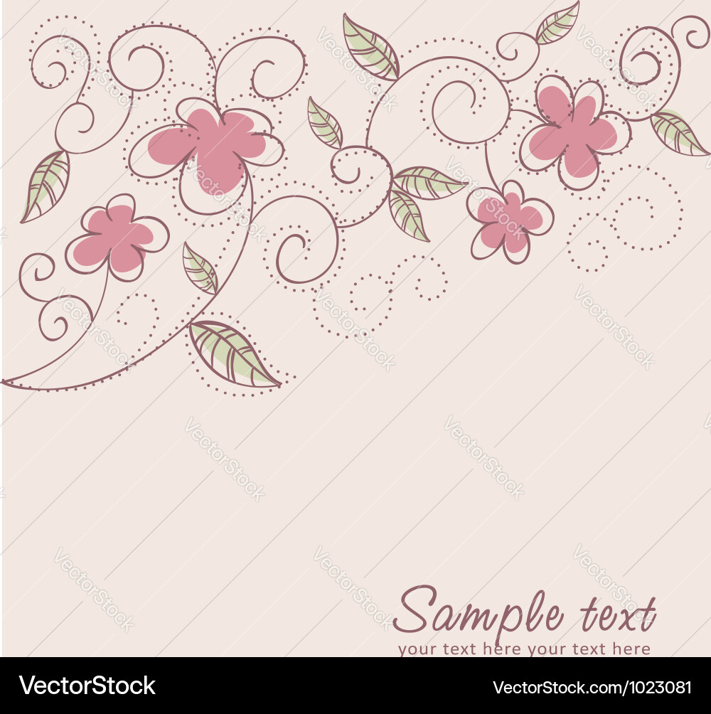 Floral twirl postcard Royalty Free Vector Image
