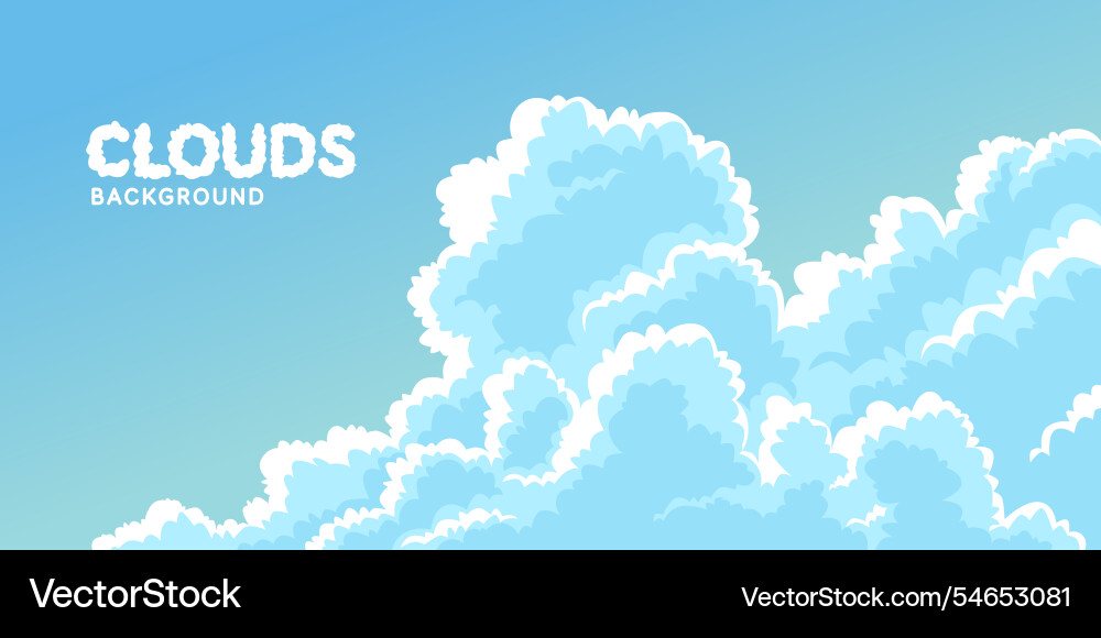 Fluffy clouds cartoon in a blue sky cute Vector Image