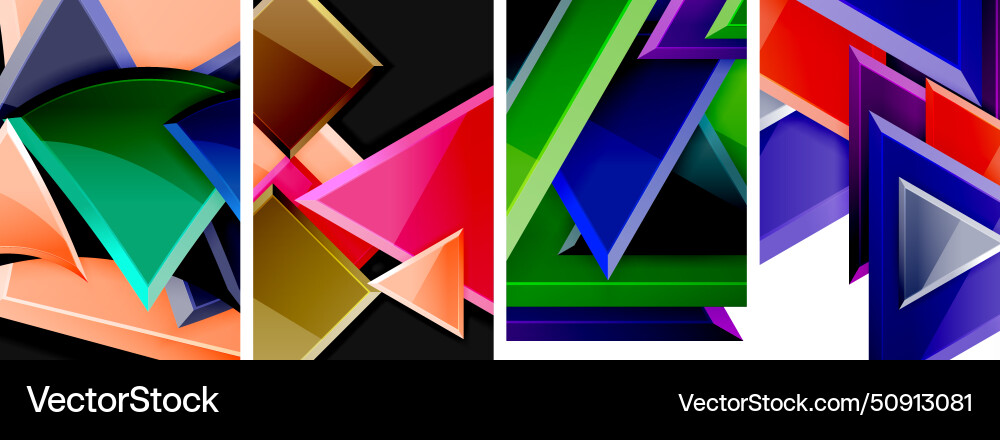 Glossy triangles geometric poster set Royalty Free Vector