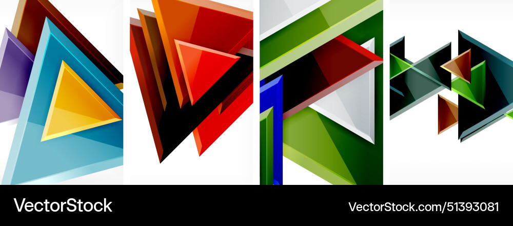 Glossy triangles geometric poster set Royalty Free Vector