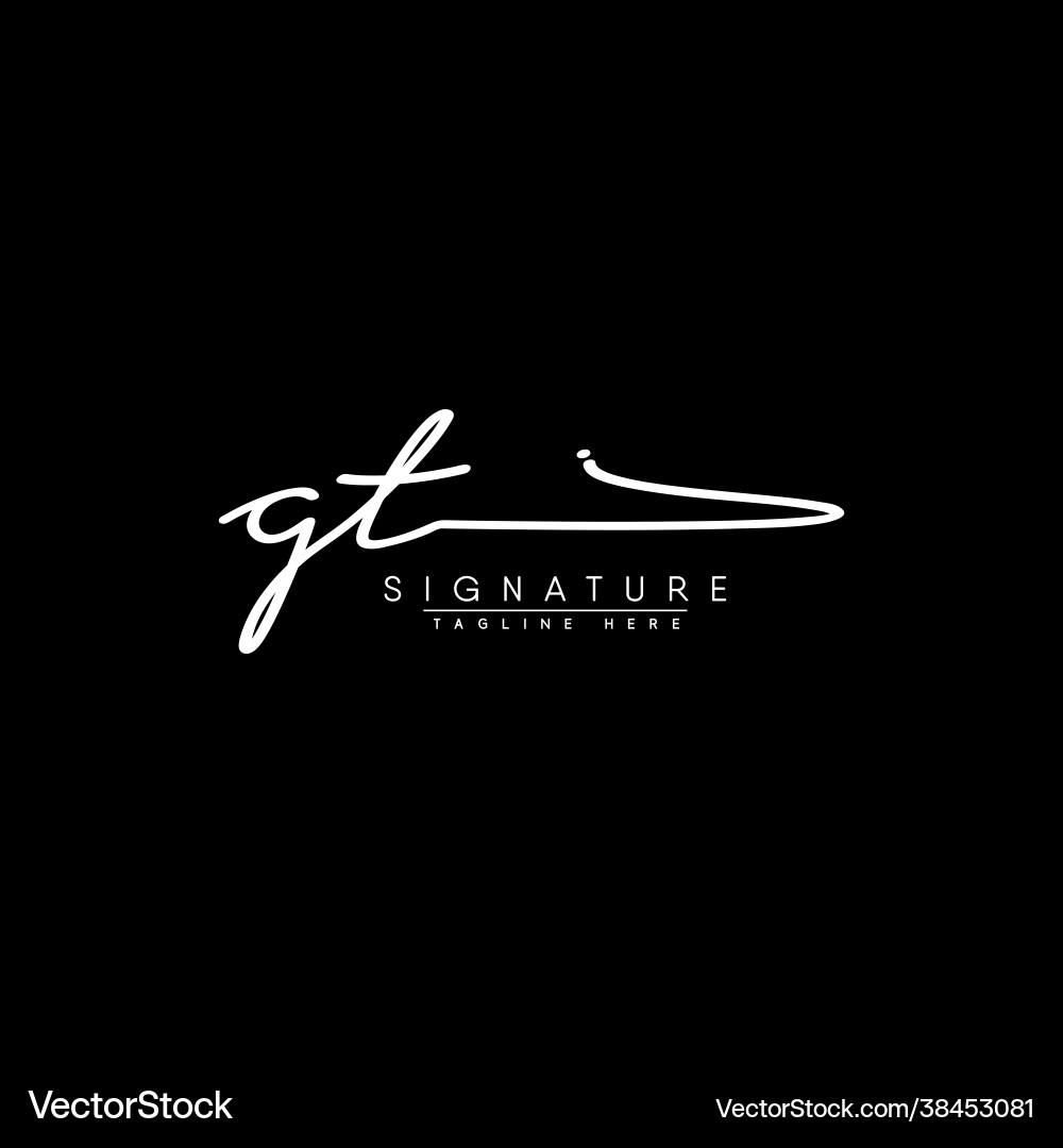 Handwritten GT Signature Logo - Initials Vector Image