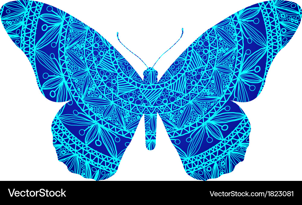 Intricate Blue Butterfly Royalty Free Vector Image