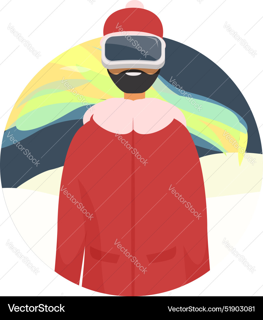 Man wearing virtual reality headset enjoying Vector Image