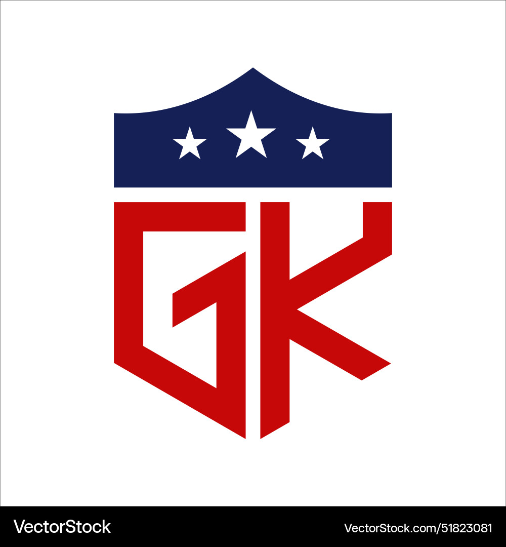 Patriotic gk logo design letter Royalty Free Vector Image