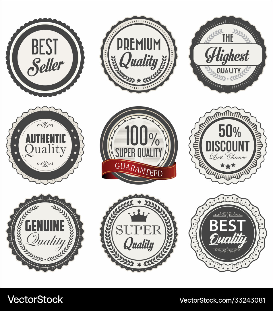 Premium Quality Badge Collection Royalty Free Vector Image