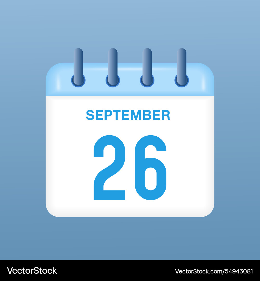 September 26 - calendar and time planner daily Vector Image