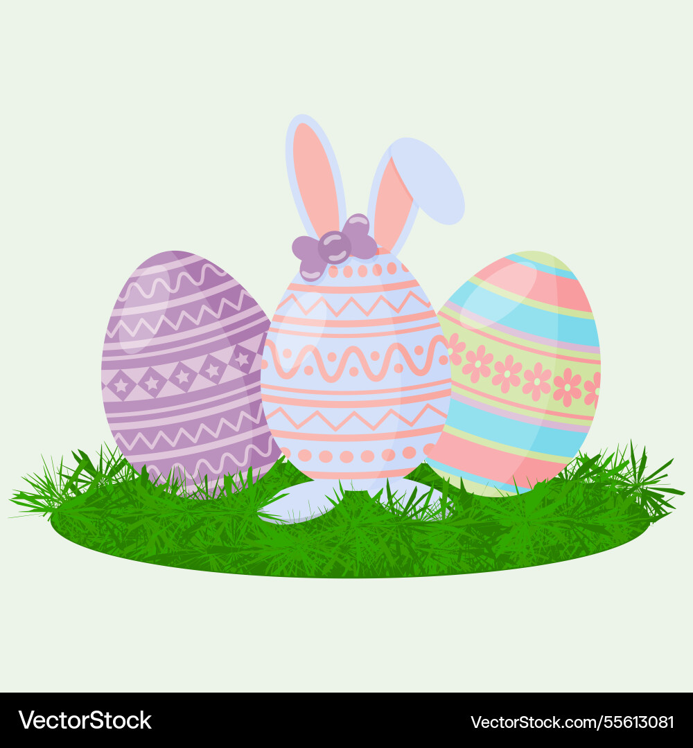 Spring holiday bunny ears easter eggs Royalty Free Vector