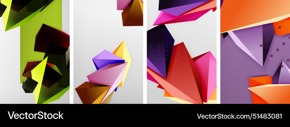 Trendy low poly 3d triangle shapes and other Vector Image