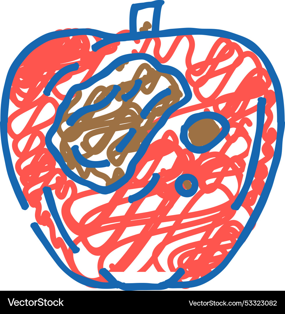 Apple rotten food icon doodle Royalty Free Vector Image