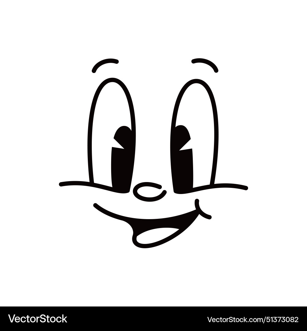 Cartoon comic groovy face emotion cute emoji Vector Image