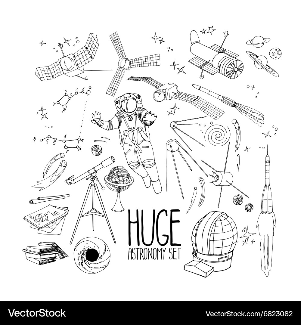 Graphic astronomy set Royalty Free Vector Image