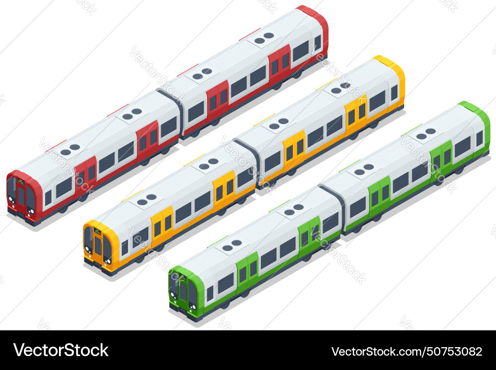 Isometric subway underground train high quality Vector Image