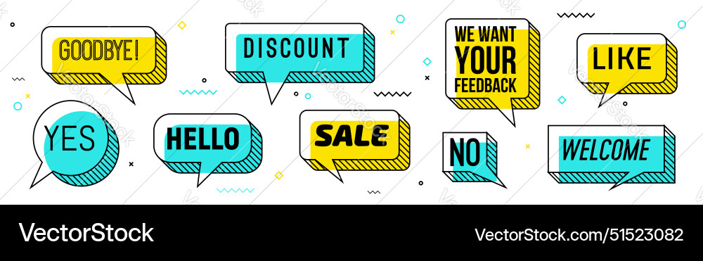 Memphis speech bubbles funky comic talk cloud Vector Image