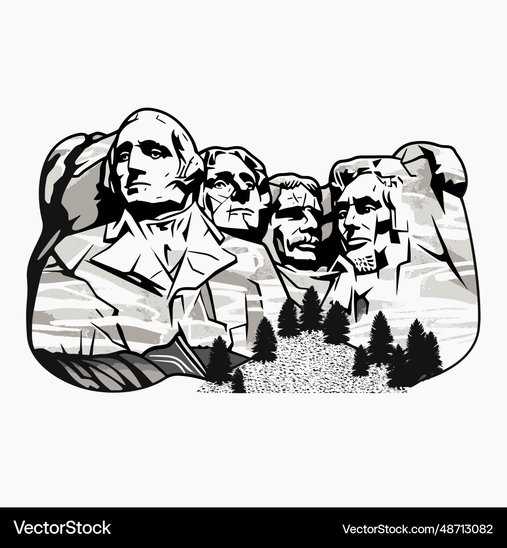 Mount rushmore hand-drawn comic Royalty Free Vector Image