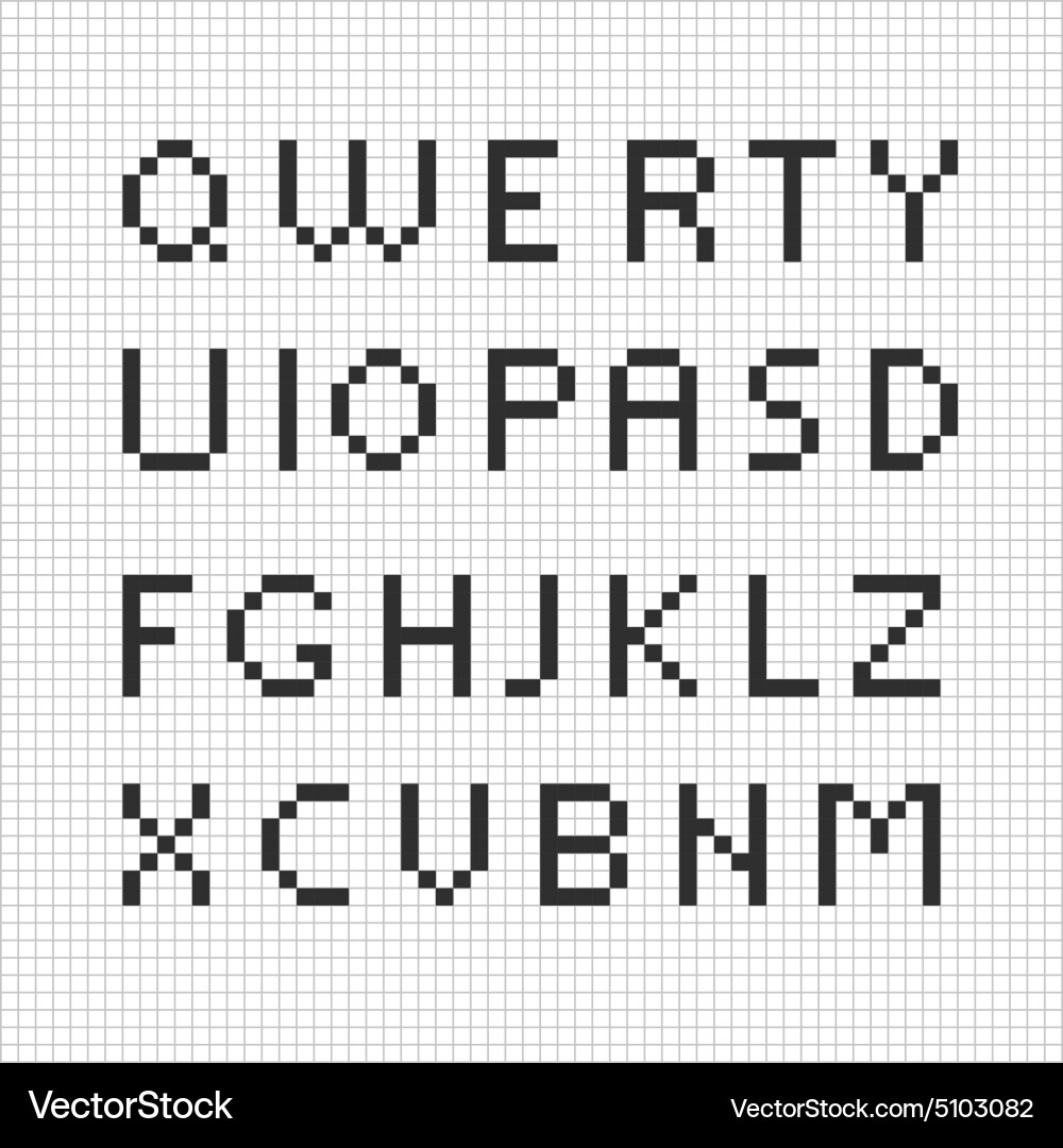 Pixelart geometric alphabet Royalty Free Vector Image