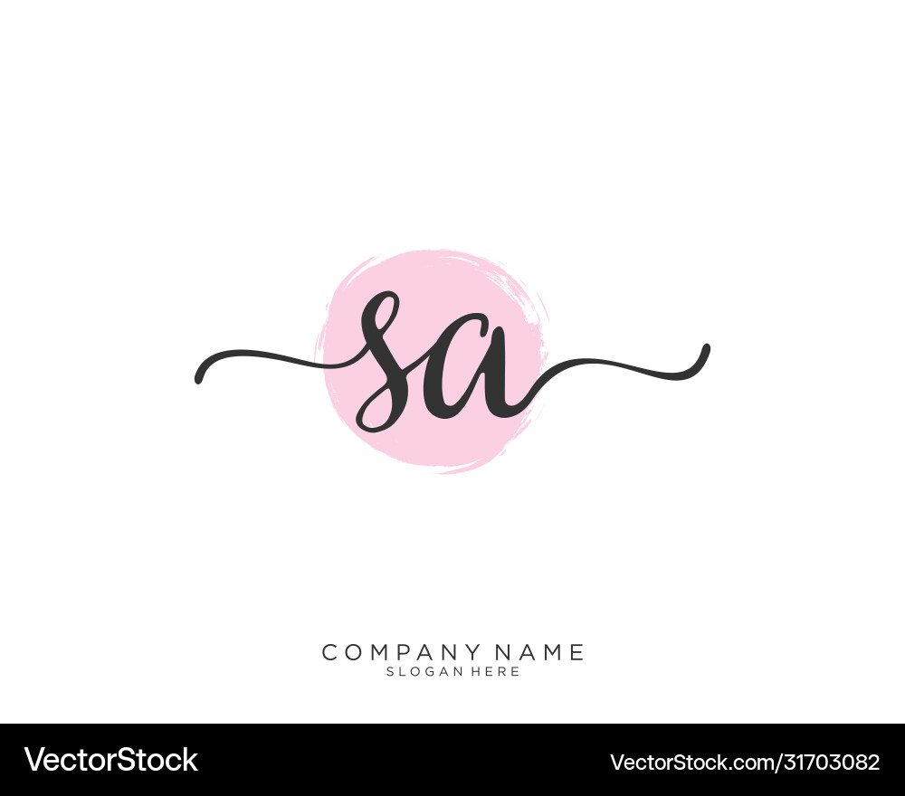 Sa initial handwriting logo design Royalty Free Vector Image