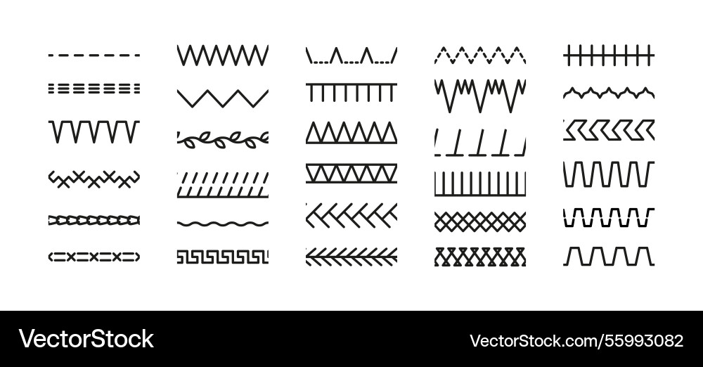 Set of seamless sewing stitches overlock Vector Image