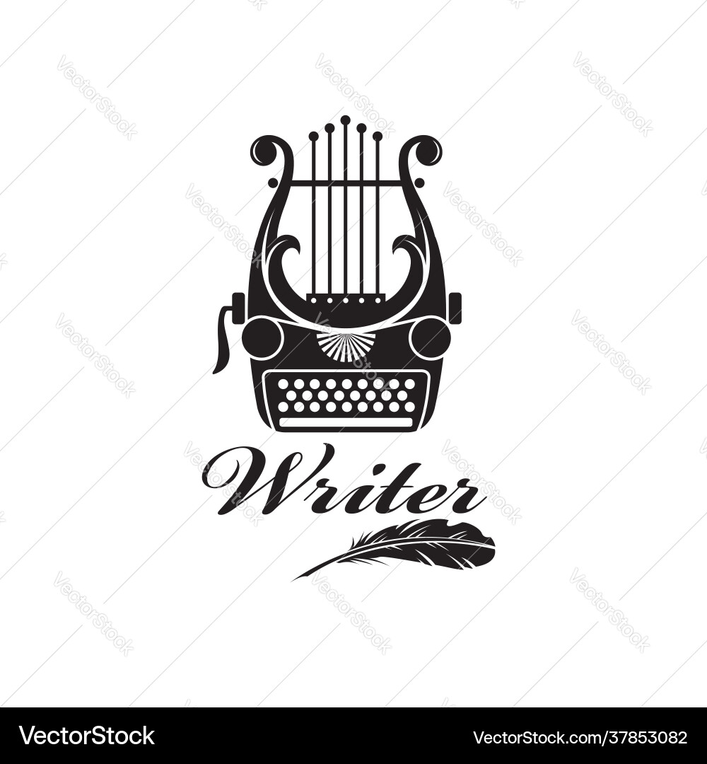 Typewriter and lyre Royalty Free Vector Image - VectorStock
