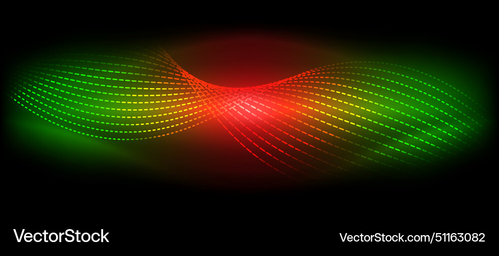 Vibrant red green and yellow wave on black Vector Image