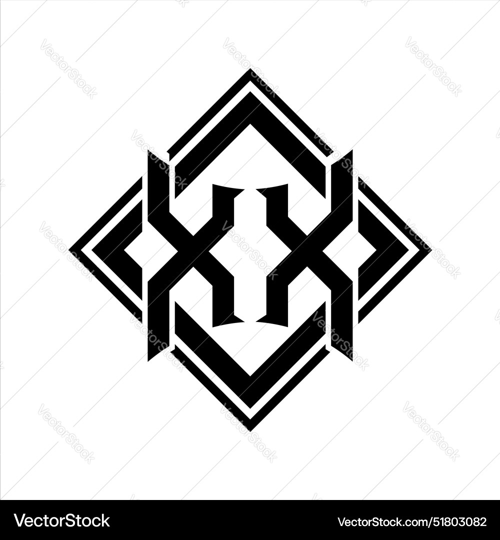 Xx letter logo with abstract shield shape Vector Image