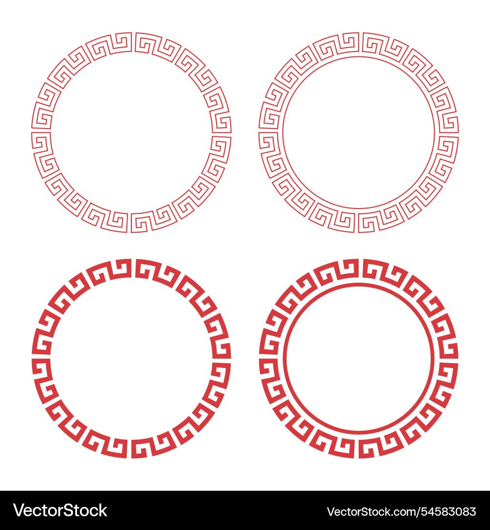 Chinese Round Frame & Border Set Royalty Free Vector