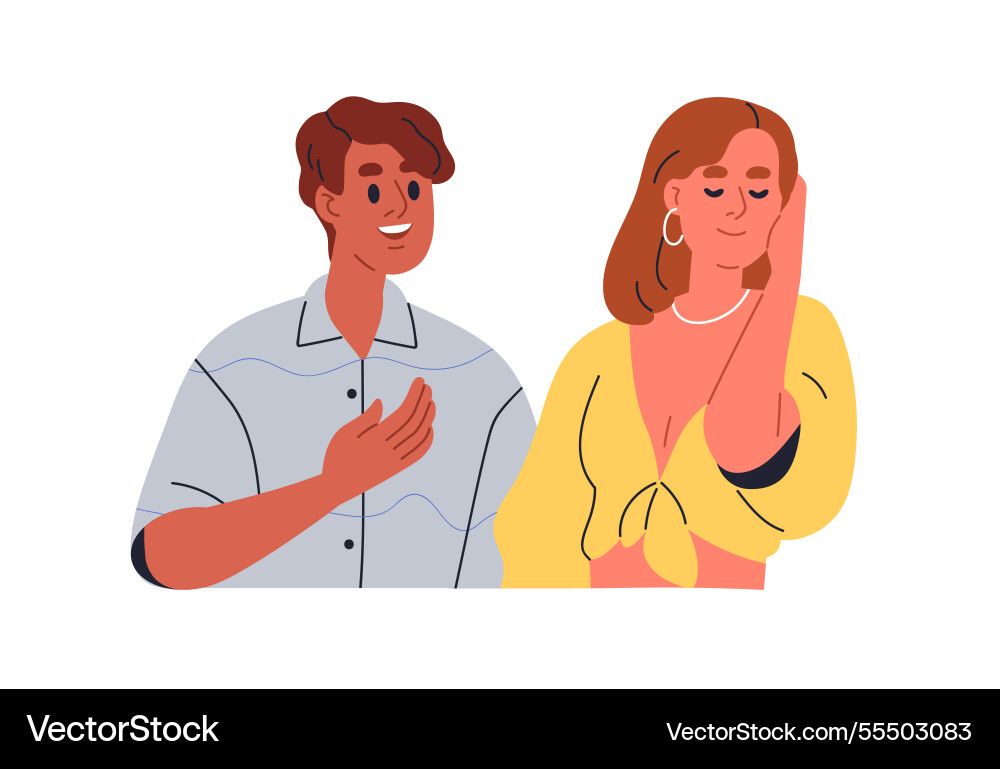 Couple in romantic conversation happy man Vector Image