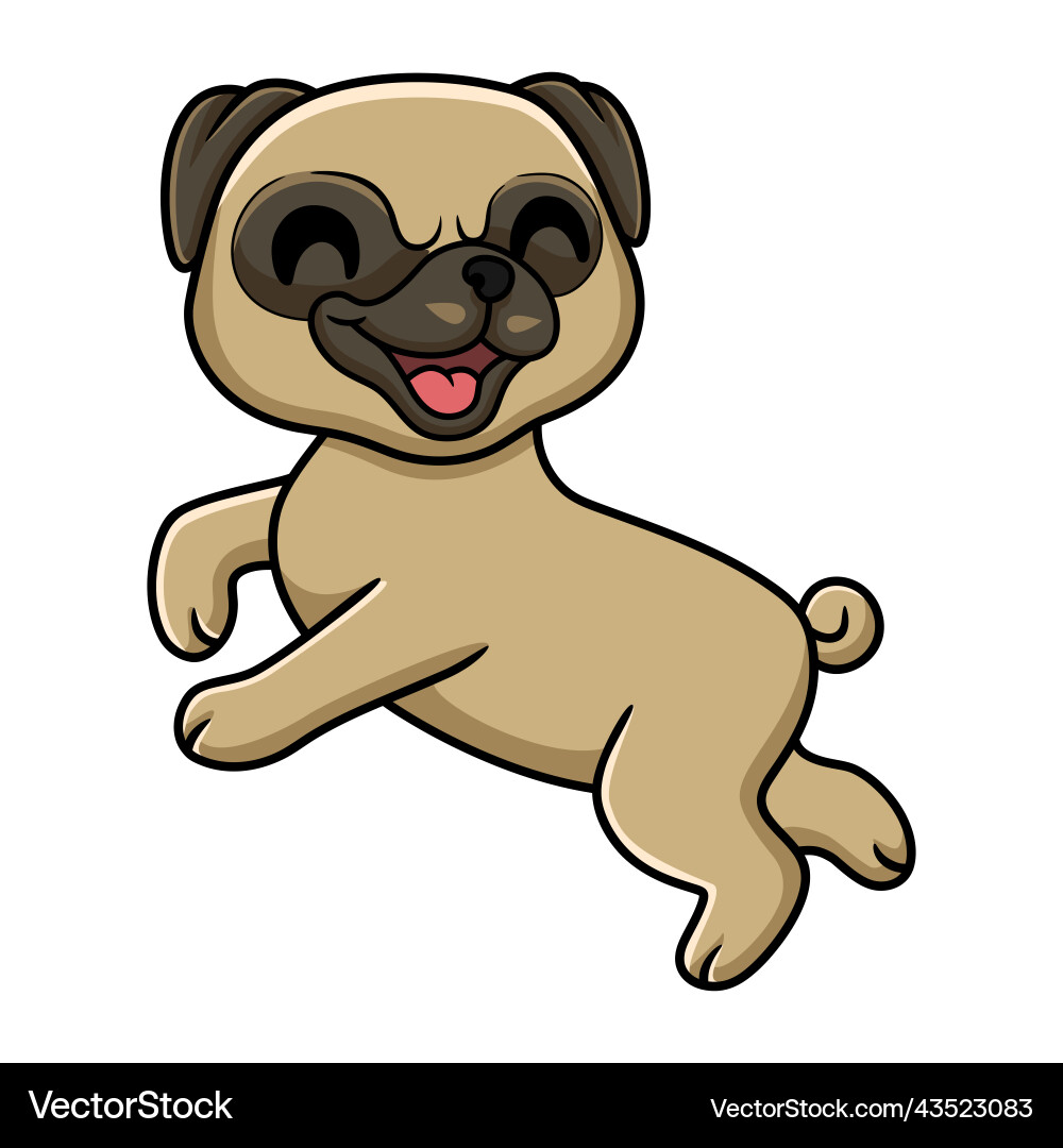 Cute little pug dog cartoon Royalty Free Vector Image