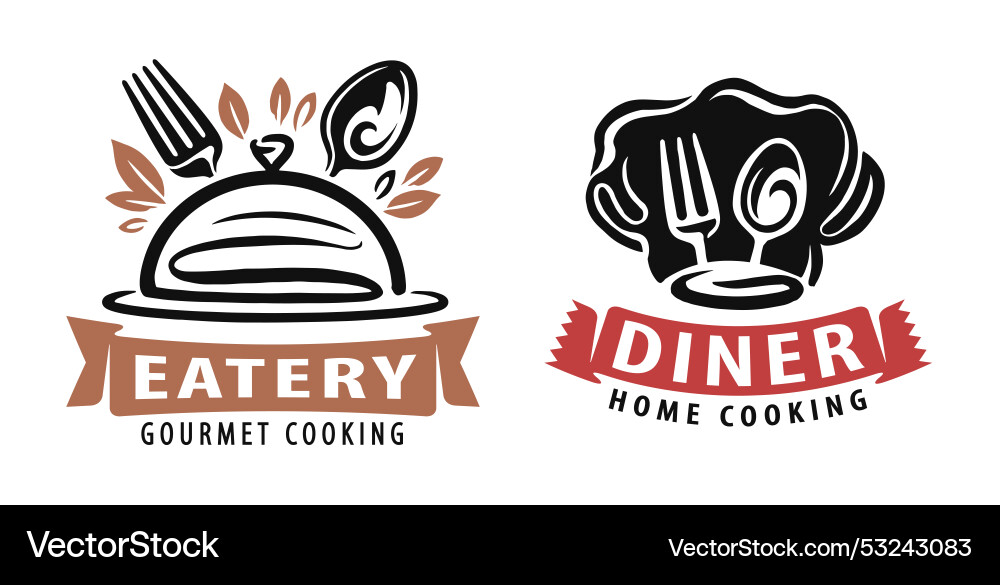 Diner eatery emblem food service logo Royalty Free Vector