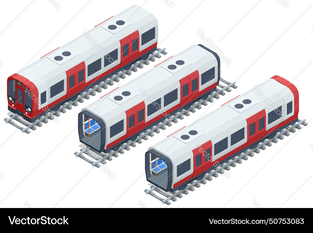 Isometric subway underground train high quality Vector Image