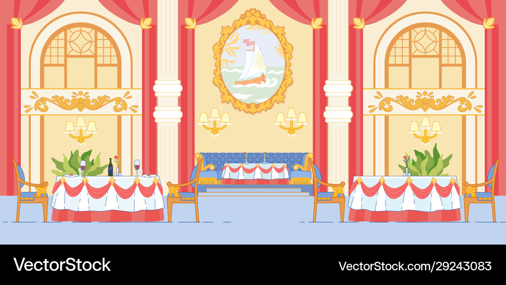 Luxury premium restaurant banquet decorated hall Vector Image