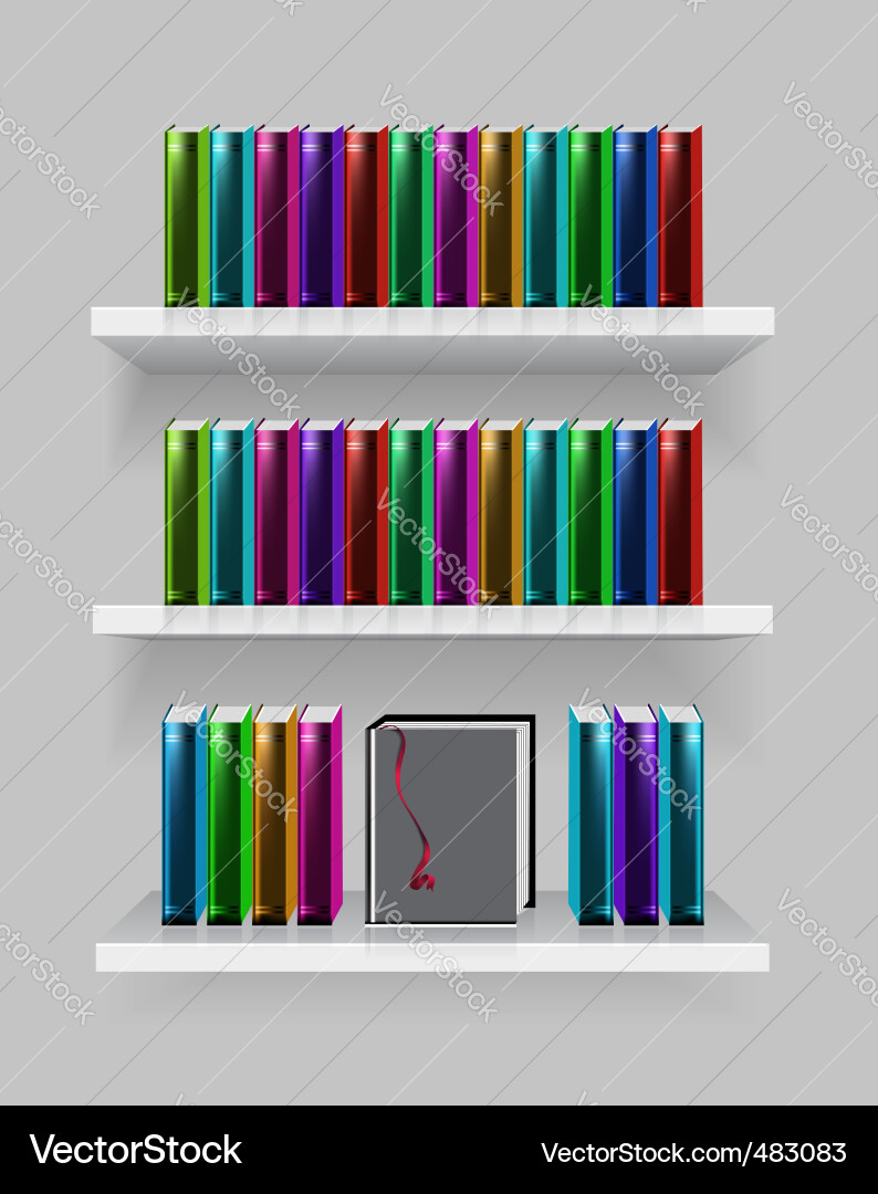 Modern bookshelf Royalty Free Vector Image - VectorStock