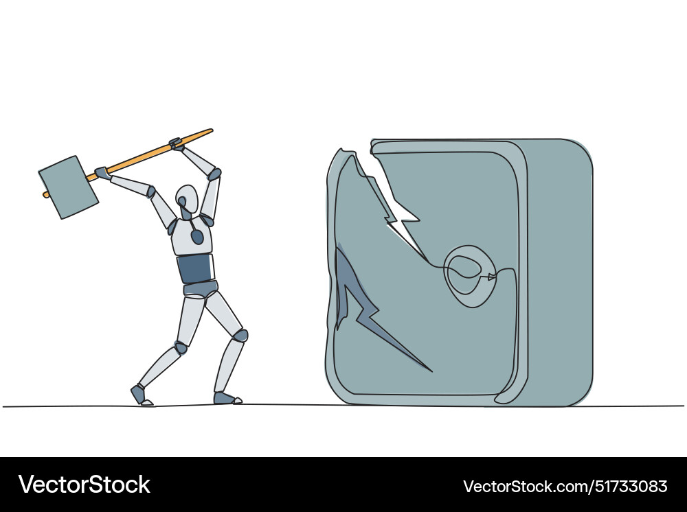 Single continuous line drawing smart robotic Vector Image