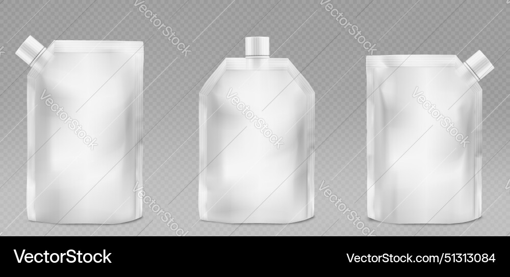 3d pouch bags set on transparent background Vector Image