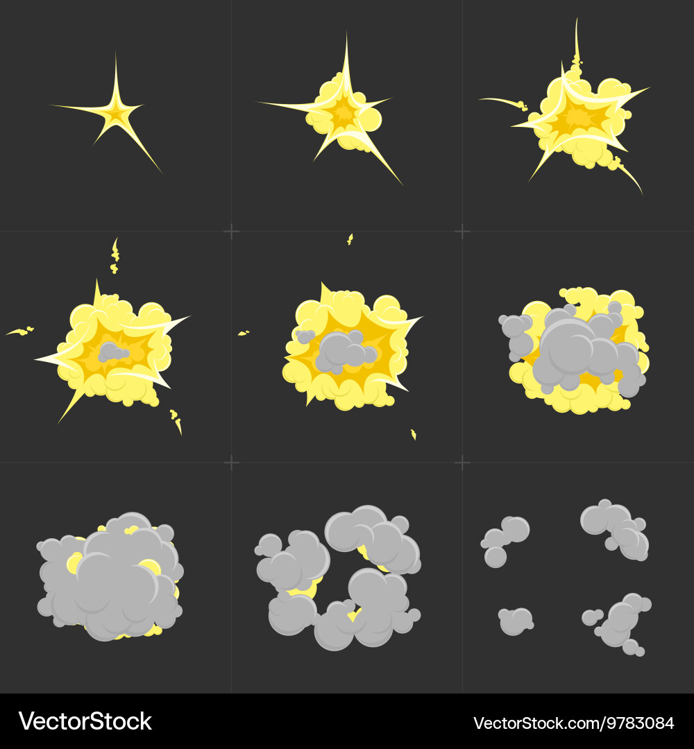 Animation explosion Royalty Free Vector Image - VectorStock