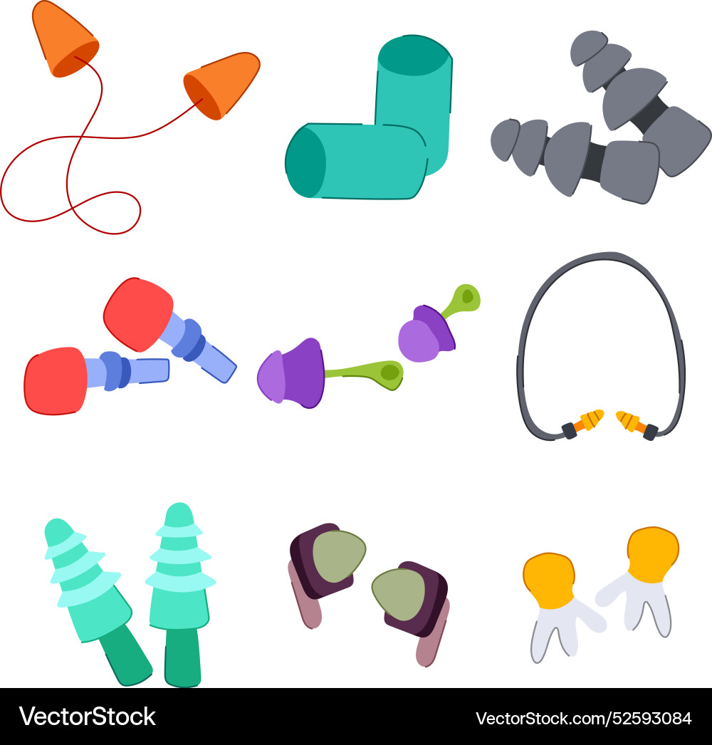 Earplug set cartoon Royalty Free Vector Image - VectorStock