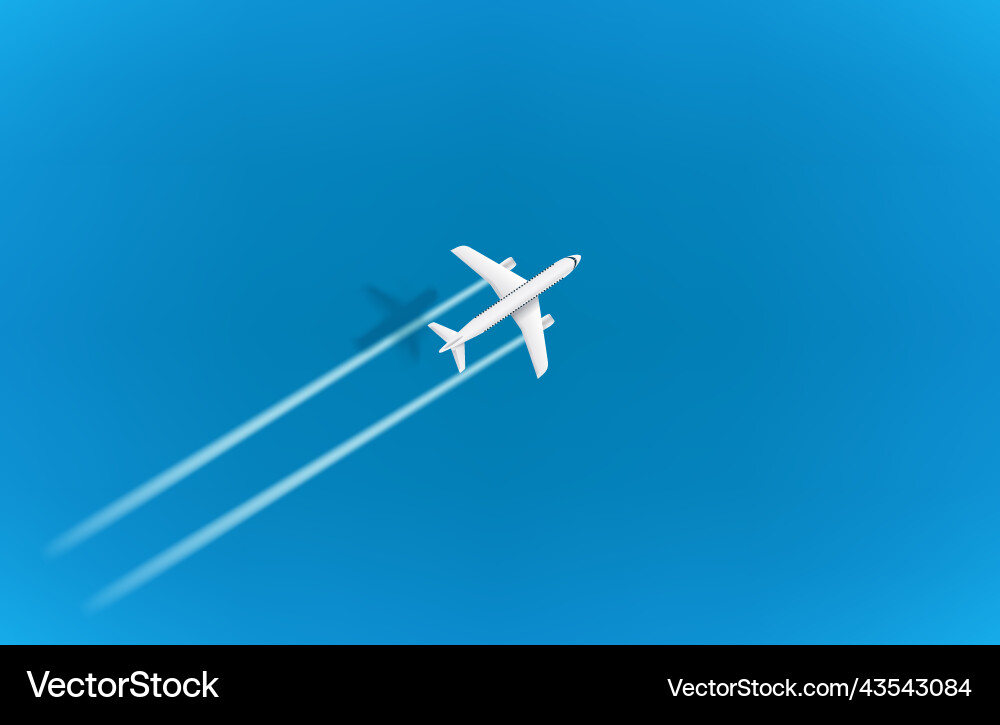 Flight af modern aircraft above the blue sea 3d Vector Image