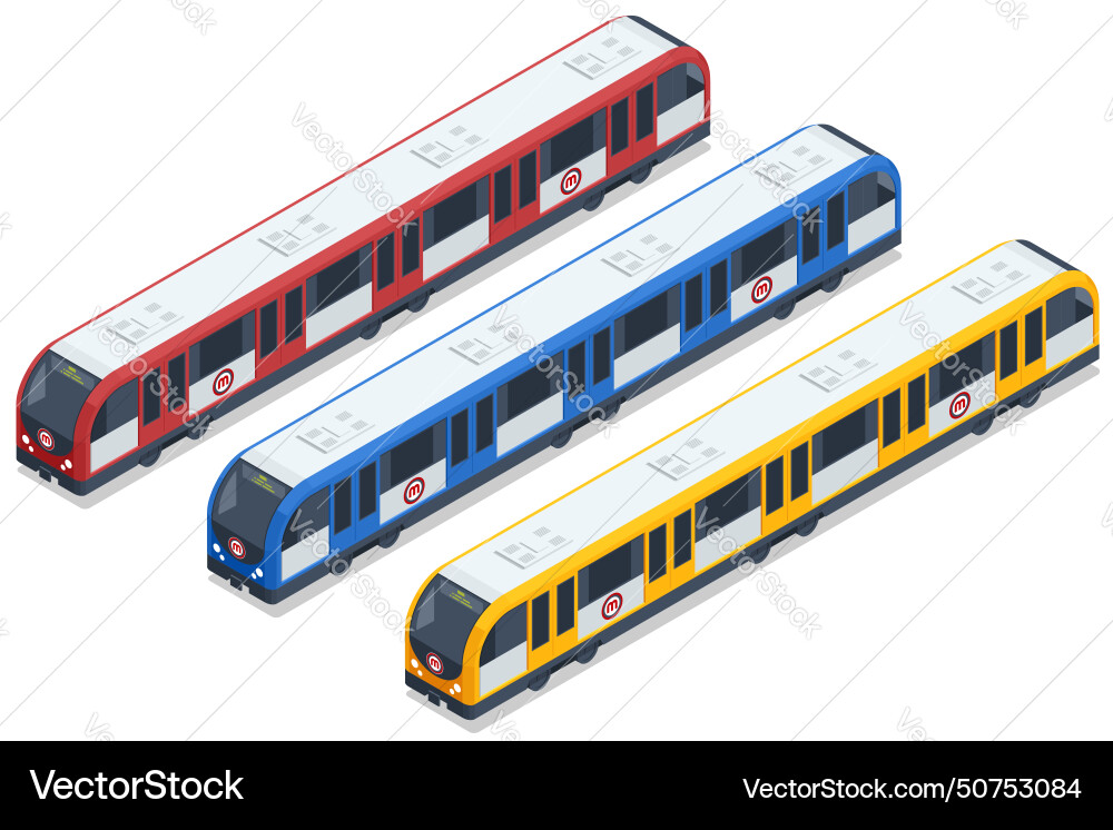 Isometric subway underground train high quality Vector Image