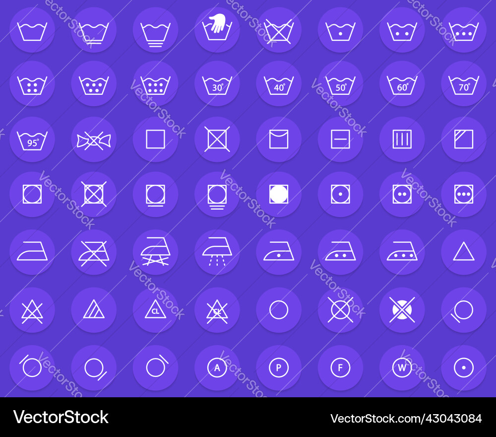 Laundry care and wash information symbol machine Vector Image