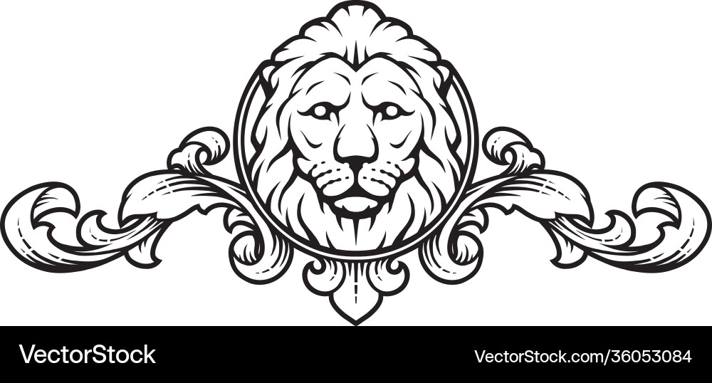 Lion head with vintage design elements Royalty Free Vector