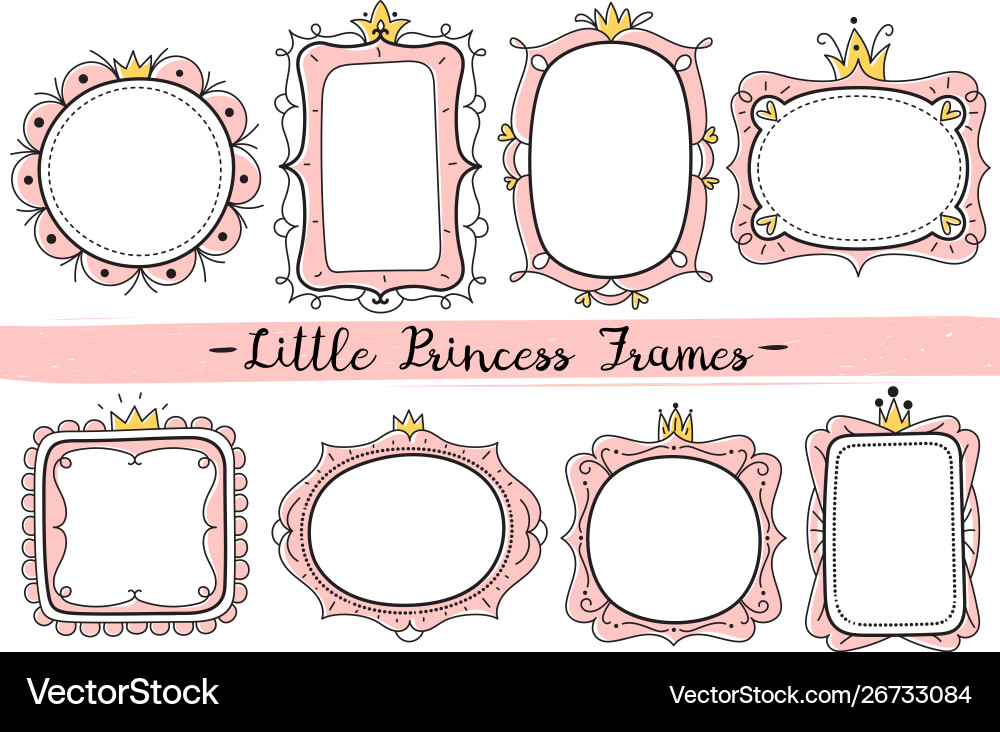 Little princess frames pink cute mirrors frame Vector Image